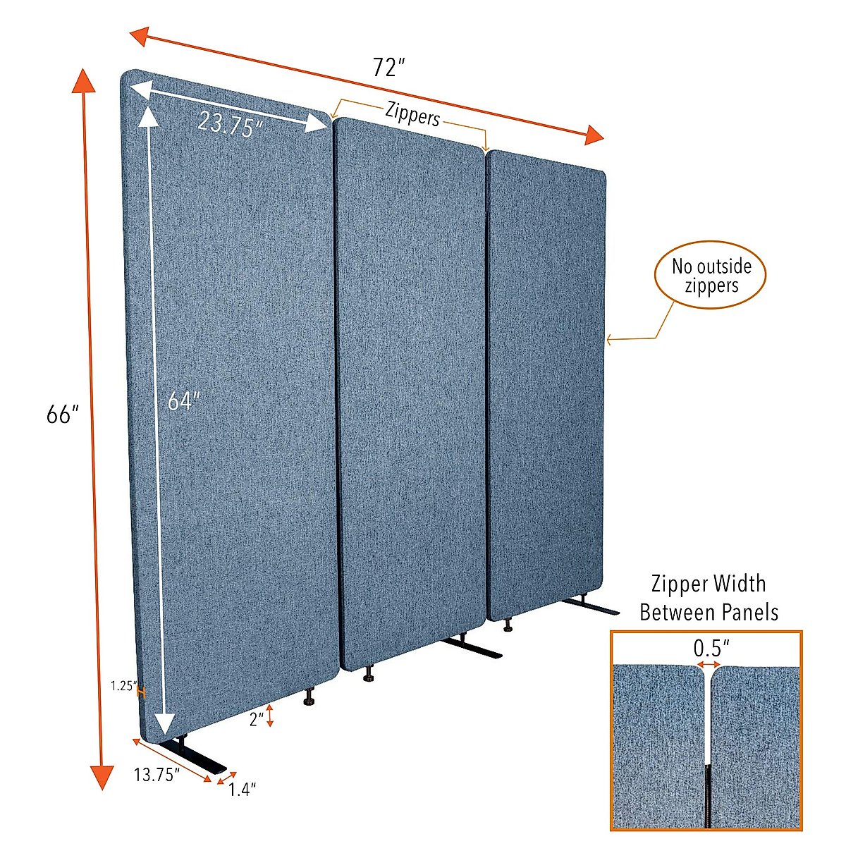 Stand Steady ZipPanels Office Partition | Room Dividers | Three Zip Together Panels Provide Privacy and Reduce Ambient Noise in Workspace, Classroom and Healthcare (Dark Gray)