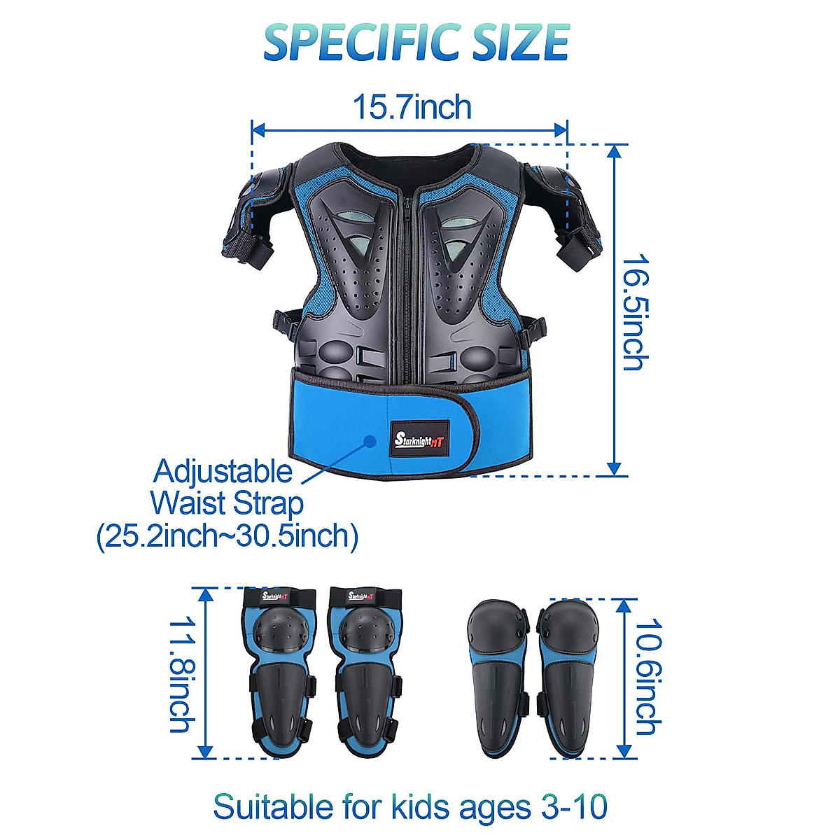StarknightMT Kids Motorcycle Armor Suit Dirt Bike Gear Riding Protective Chest Spine Back Protector Shoulder Arm Elbow Knee Protector Pads for Cycling Skateboard,Skiing,Skating,Off-Road