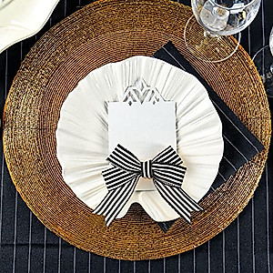 3 Rolls Black White Wired Edge Ribbons Buffalo Check Plaid Wrapping Ribbons Black White Striped Grosgrain Ribbons Black Polka Dot Ribbons with White Dots for DIY Crafts Decor, 1.5 Inches x 10 Yards