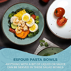 Esfour Ceramics Small Hand Craft Dessert Bowls - 12oz, Set of 6 - Microwave, Oven, Dishwasher Safe, Ice Cream, Soup, Snacks, Rice, Cereal, Chili, Side Dishes, Dips, Ideal Gift - Vivid Assorted Colors