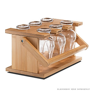 CairnCaddy Acacia Hardwood Whiskey Glass Holder - Carrier and Drying Rack for Whisky Tasting Glassware