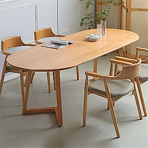 NIUYAO Modern Solid Oval Table with Double Pedestal, Natural Wood Simplicity Classic Pine Tabletop Furniture for Dining Room Kitchen Leisure Coffee Table -63" L x 27.5" W x 29.5" H