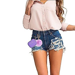 Case for Airpods Pro 2nd Generation,Cover for AirPods Pro 2 Case Cover Cute with Keychain Pom pom Ball Kit for Women Girls, Silicone Skin Case for Apple Airpods Pro 2nd Gen Charging Case (Purple)