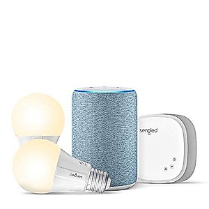 Echo (3rd Gen) Twilight Blue Bundle with Sengled 2-pack Smart Bulb starter kit