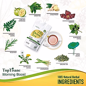 TOPTISANE 14 Day Detox Cleanse Tea for Belly Fat, Herbal Tea for Metabolism, 1 Morning Tea (14 Bags) 1 Night Tea (7 Bags), Body Cleanse for Women