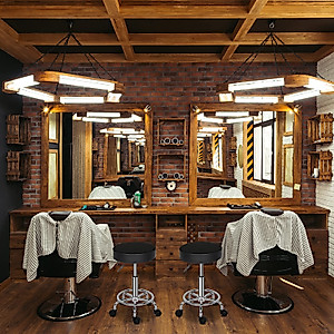 Salon Spa Stools Barstools PU Leather Modern Round Rolling Stool with Footrest Height Adjustable Spa Drafting Salon Tattoo Work Massage Stools Task Chair (Black 2)