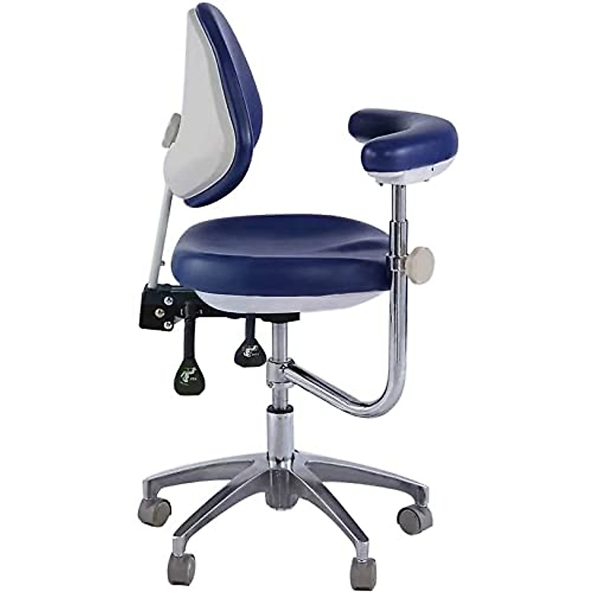 BoNew Dental Stool Assistant Stool Dental Assistant Chair with Armrest PU Leather Height Adjustable