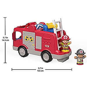 Fisher-Price Little People Musical Toddler Toy Helping Others Fire Truck With Lights Sounds & 2 Figures For Ages 1+ Years