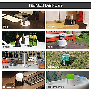 HIT PRODUCTS TableCoaster - Original Anti-Spill Table and Desk Cup Holder, Jet Black - RV and Boat Drink Holder, A Tip-Proof Coaster with Tacky Base and Walled Profile to Prevent Spilled Drinks