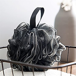INGVY Dry Brushing Body Brush Bamboo Charcoal Bath Ball Black Shower Loofah Sponge Mesh Pouf Body Scrubber