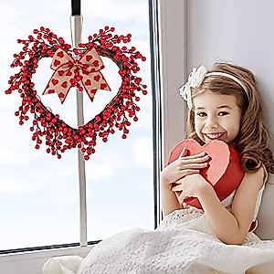 Meseey 12 Pcs 6 Inch Red Heart Printed Burlap Bows Decoration Bow for Valentine's Day Gift Wrapping Party Holiday Basket Ornaments(Valentine)