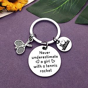 Vadaka Tennis Lover Jewelry Gift Tennis Gift Keychain for Girls Teens Tennis Girl Jewelry Tennis Player Gift Inspirational Gift for Tennis Girl Christmas Birthday Graduation Gift