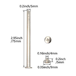 Juvielich 10 Sets Screw Post Fit for 3/16"(5mm) Hole Dia, Female M5x75mm Belt Buckle Binding Bolts Leather Fastener for Scrapbook Photo Albums Binding