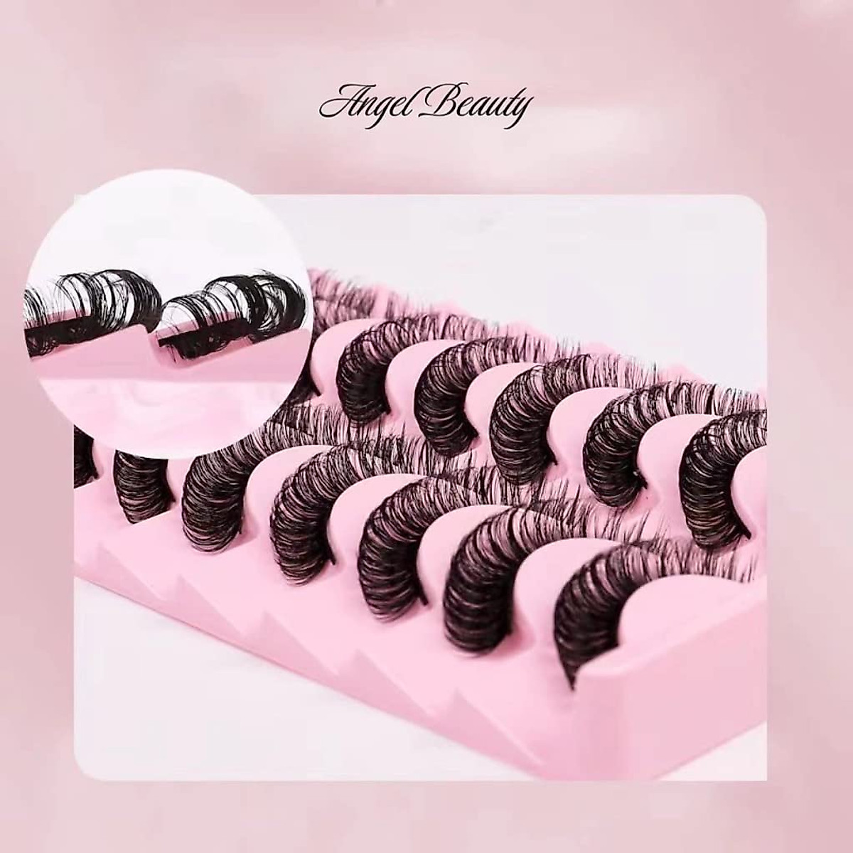 Volume Mink Russian Strip Lashes 10 Pairs- Mixed Styles- Natural, Wispy, D Curly, Fluffy/Extension Look Alike by Angel Beauty
