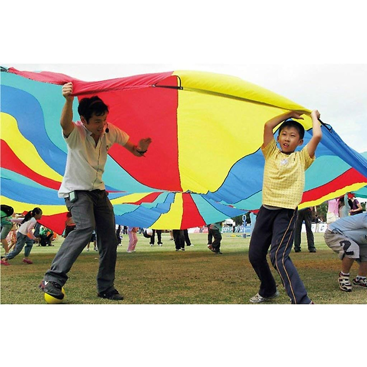 GSi Kids Play Parachute 24 Ft, 30Ft, 35Ft Toy with Handles and Carry Bag for Cooperative Play and for Upper-Body Strength | Multi-Colored