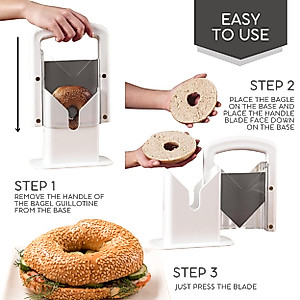 BELMAKS Bagel Cutter Slicer, White, Stainless Steel, Adjustable Blade, Ergonomic Design, Ideal for Home and Commercial Use