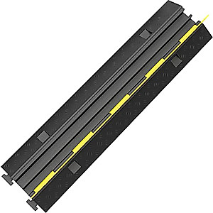 VEVOR Cable Protector Ramp, 5 Packs 2 Channels Speed Bump Hump, Rubber Modular Speed Bump Rated 11000 LBS Load Capacity, Protective Wire Cord Ramp Driveway Rubber Traffic Speed Bumps Cable Protector