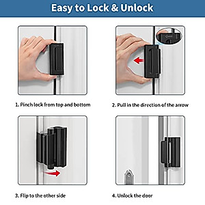 Yomisga Home Security Door Lock Reinforcement Safety Latch Extra Front Doors Security Devices Withstand 800 lbs, Anti Door Kick in Security Protector for Door Inside, Child Proof Aluminum Door Locks