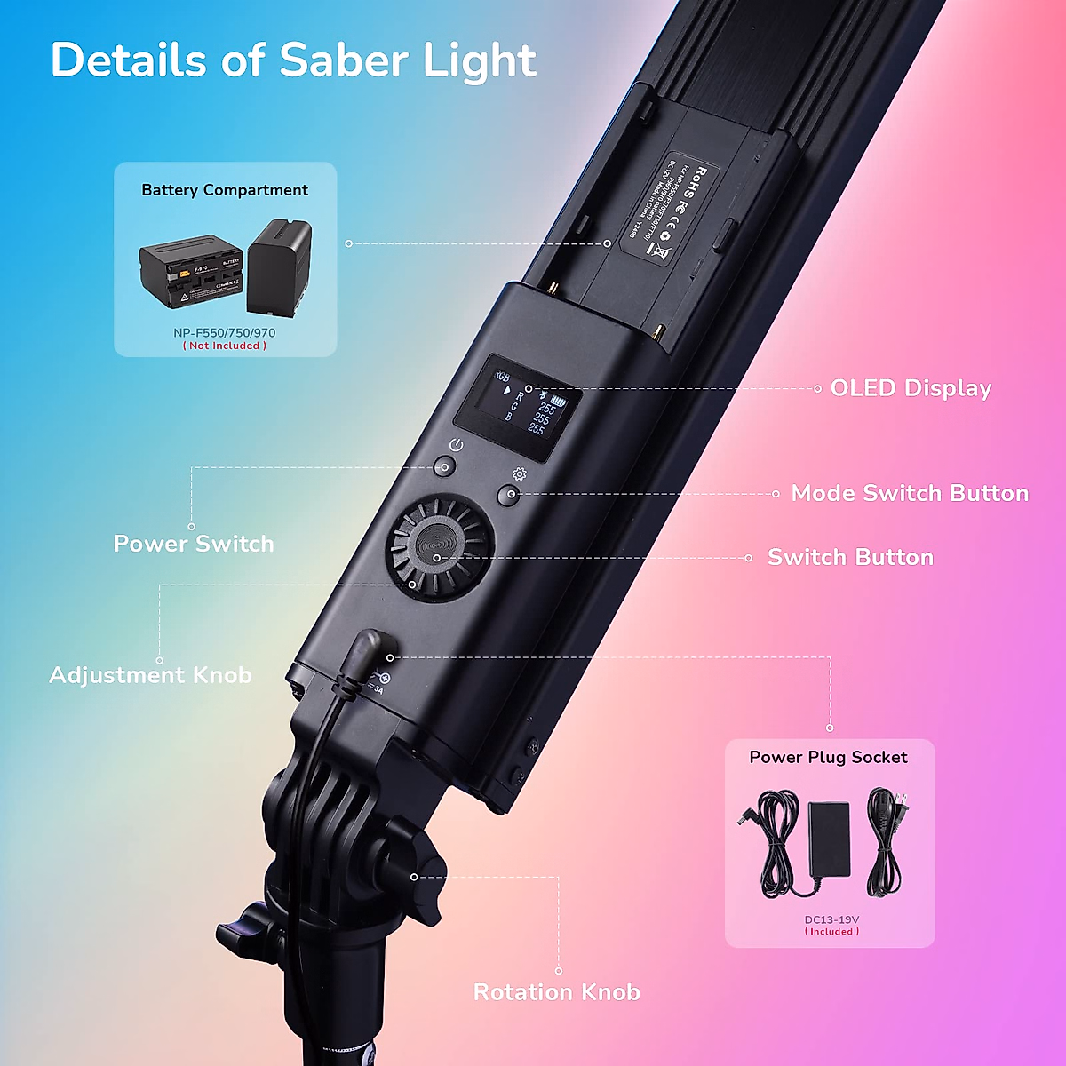 LED Tube Lights with 2500-8500K for Video|Light Wand from Pixel| Led Light Stick with Tripods| Light Wand Photography 2 Packs|RGB Tube Light with Carrying Bag|Photo Led Light Bar Controlled by APP