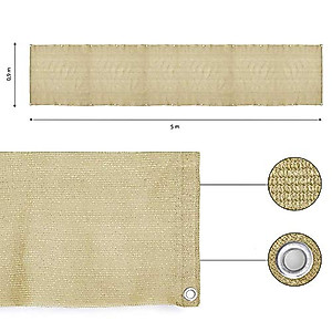 Bakaji 2832424 Wind Deflectors for Balcony Roof Rails in Hdpe Heavy Duty, UV Protection 90%, Eyelet Attachment, 12 m Rope Included, Off-White, 500 x 90 cm, Ecru