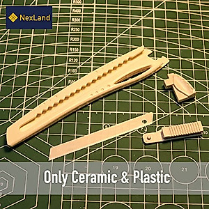 NexLand UK1 Utility Knife Retractable 9mm Ceramic Blade Ultra-Sharp Non-metallic 6pcs
