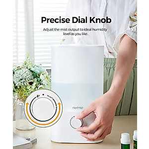 raydrop Cool Mist Humidifier Diffuser, 2.5L Essential Oil Diffuser, Top Fill Humidifier for Bedroom, Home and Office, Baby Humidifier with Adjustable Mist Output, Dial Knob, Auto Shut Off (White)