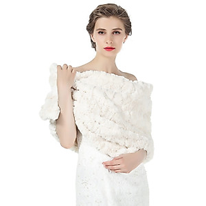 BEAUTELICATE Faux fur Shawl For Women Wedding Bridal Wrap Stole Shrug Warm Winter Cover Up for Evening Dress