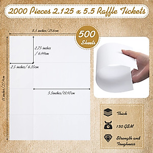 Sabary 500 Sheets Double Sided Printable Raffle Tickets 8.5 x 11'' Perforated Cardstock for Ticket with Tear Away Stub Raffle and Event Ticket 67lb Compatible Laser Inkjet Printer (2.75 x 8.5'')
