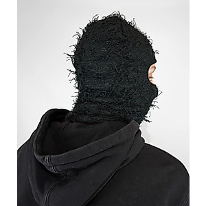 Atakai Balaclava Distressed Knitted Full Face Ski Mask Winter Windproof Neck Warmer for Men Women One Size Fits All, Yeat Inspired (Black)