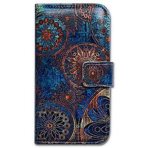 Bcov Galaxy S23 Plus Case, Gorgeous Colours Circle Mandala Leather Flip Phone Case Wallet Cover with Card Slot Holder Kickstand for Samsung Galaxy S23 Plus