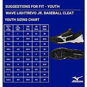 Mizuno Wave Lightrevo JR Baseball Shoe, Navy-White, 3.5