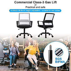 Office Chair Ergonomic Desk Chair Mesh Chair Swivel Rolling Computer Chair Modern Task Chair Executive Chair,with ArmrestsLumbar Support Task Adjustable Stool for Women Men -White