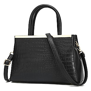 JHVYF Stylish Handbags for Women Fashion Shoulder Bags Crocodile Pattern Hobo Purse Classic Tote Satchel Black