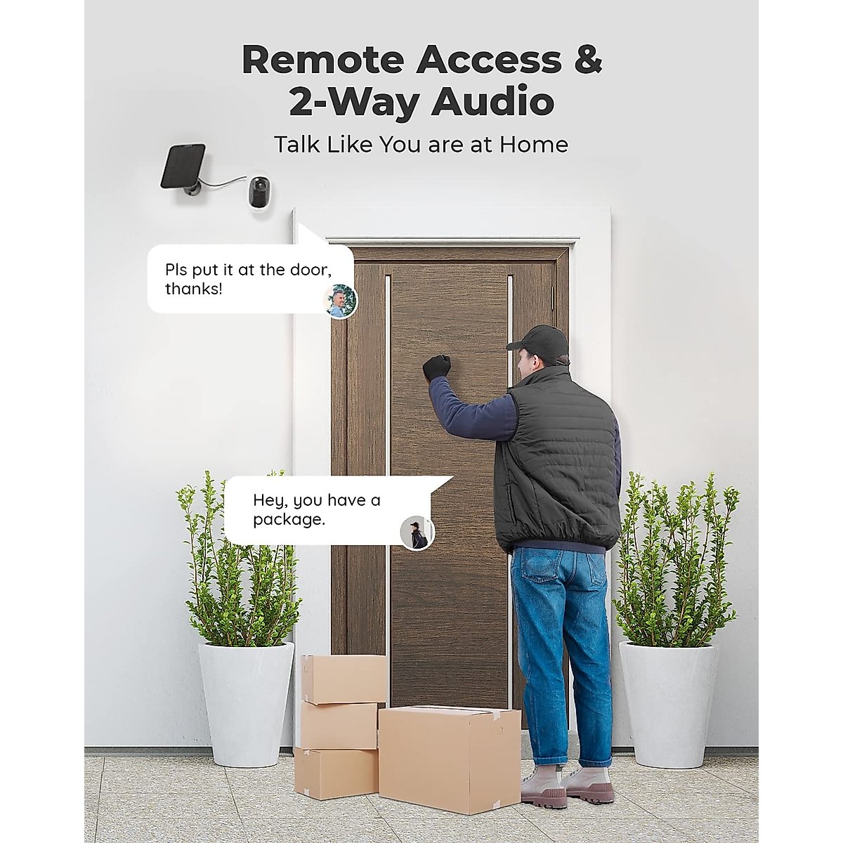 REOLINK 3MP Outdoor Cameras for Home Security, Argus 2E+Solar Panel, No Hub Needed, Local Storage, Human/Vehicle Detection, Rechargeable Battery Solar Powered Camera with 32GB SD Card