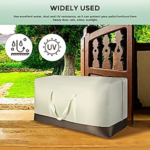 2 Pack Patio Cushion Storage Bags 420D Waterproof Outdoor Protective Zippered Furniture Cushion Cover Bag 60"L x 20"W x 28"H Beige