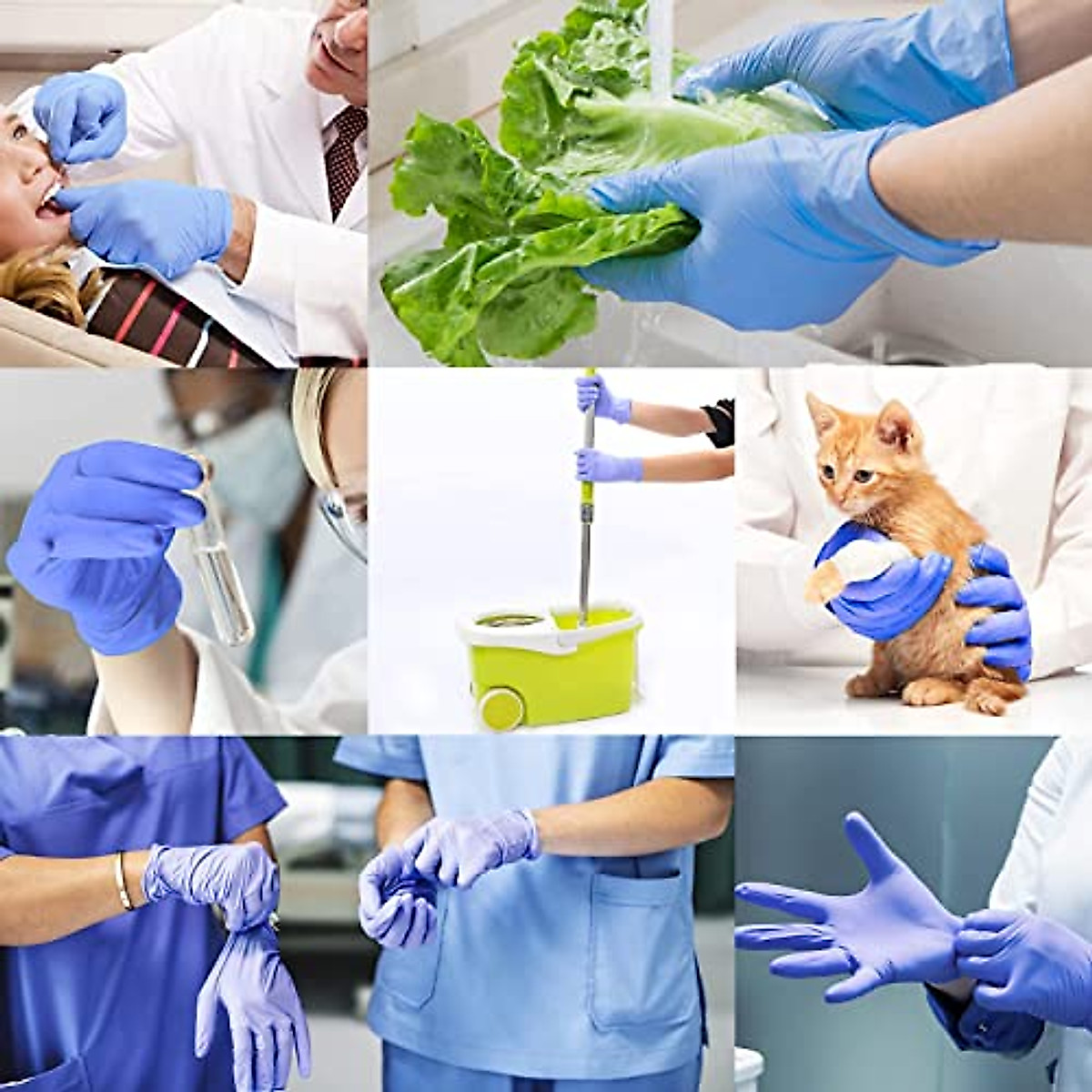 Dr.GreenPanda Large 1000pcs Great Value Blue Nitrile Medical Exam Gloves Food Safe for Healthcare Food Prep Food Handling Cooking Cleaning Multipurpose Light Work Latex Free Powder Free Non-Sterile