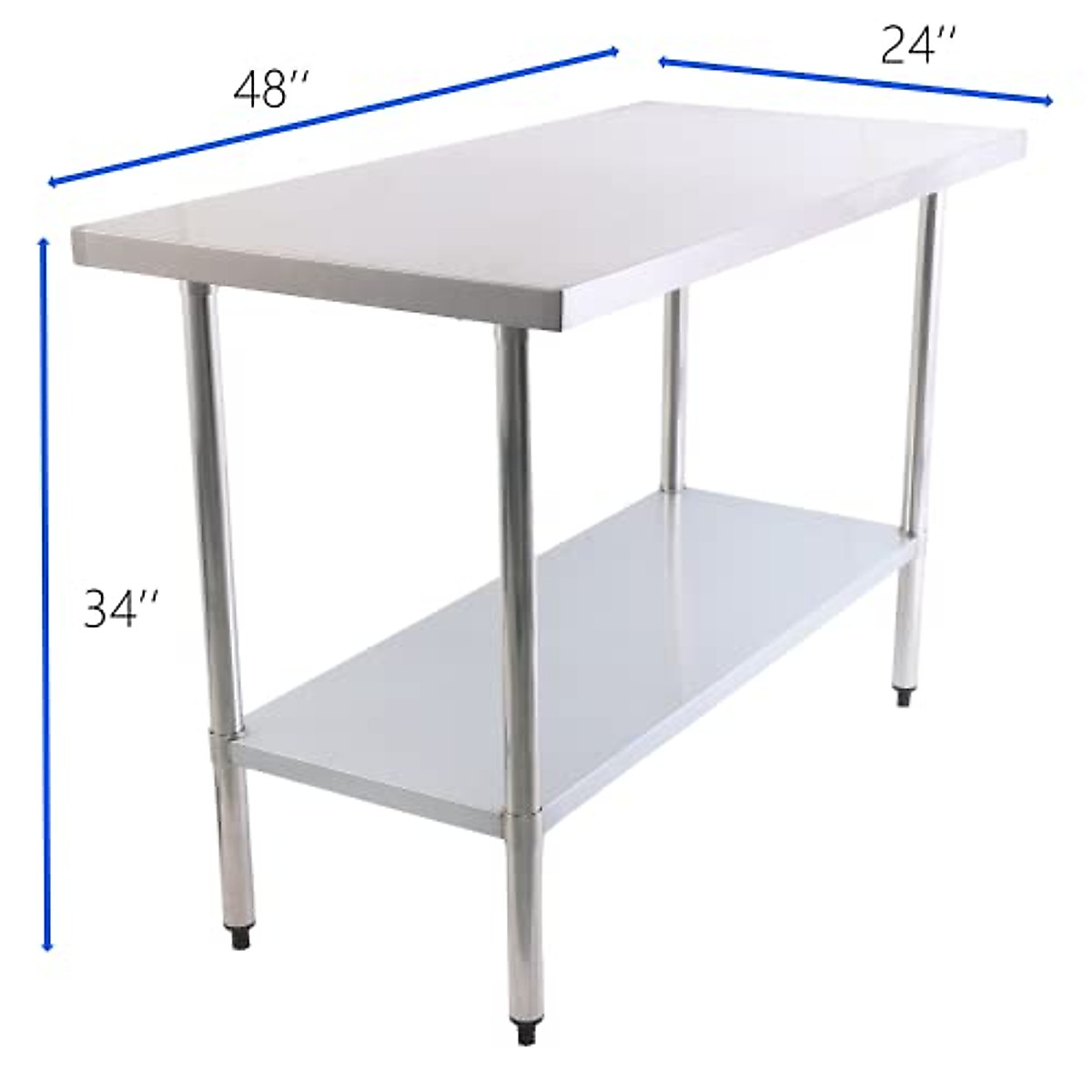 ERUPTA 24x48 inches NSF Commercial Stainless Steel Table for prep & Work Heavv Dutv Work Table for Reataurant.Hotel.Home Kitchen.Food Truck,BBQi (Table, 24x48x34inch)