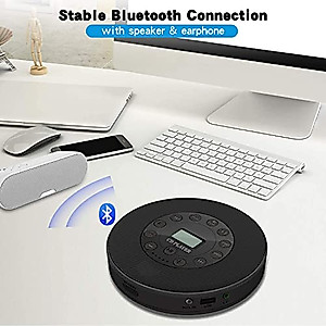 Rechargeable Portable Bluetooth CD Player,Lukasa CD Player Portable,Compact Music CD Disc Player for Car/Travel, Home Audio Boombox with Stereo Speaker & LCD Display,Support CD USB AUX Input,2000mAh