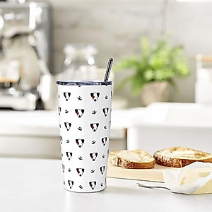 Yaxongx 20oz Tumbler Dog Paw Double Wall Vacuum Insulated Coffee Mug with Lid and Metal Straw Brush Reusable Stainless Steel Water Bottle Travel Cup Gifts for Car Ice Drinks Hot Beverage