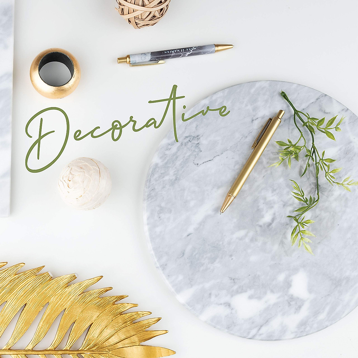 Homeries Marble Round Cheese Tray Board (12 Inches) - White Elegant Serving Platter & Tray for Weddings, Birthdays, Christmas, Bread, Cake, Cheese & Pizza – Smooth Finish & Durable (Round)