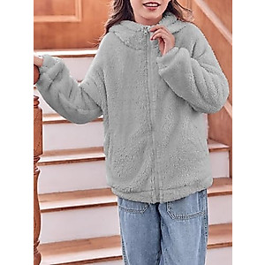 Haloumoning Girls' Outerwear Jackets Kids Soft Fleece Zip up Hoodie with Pockets 5-14 years