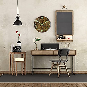 DIYZON Luminous Wall Clock, Silent Non-Ticking 12'' Night Light Wall Clocks Battery Operated, Country Style Wooden Illuminated Wall Clock Decorative for Kitchen, Home, Bedrooms, Office (Brown)