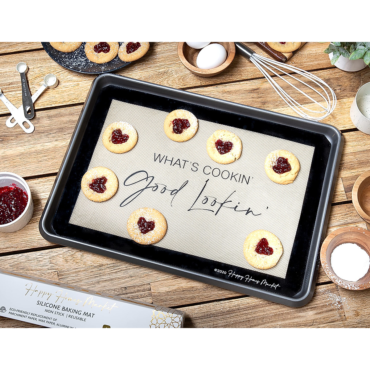 Happy Homes Market, Silicone Baking Mat, Non-Stick, Professional Grade Quality Baking Mat, Food Safe, BPA Free, Reusable, Eco-Friendly, Luxury Baking Sheet Liner- Set of 3 Standard Half Sheet Sizes