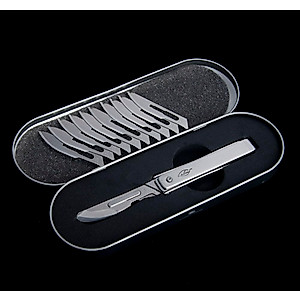 ILEAF Stainless Steel Pocket Folding Utility Knife with 10 Replaceable Blades, Ultra Compact and Lightweight (Stainless Steel)