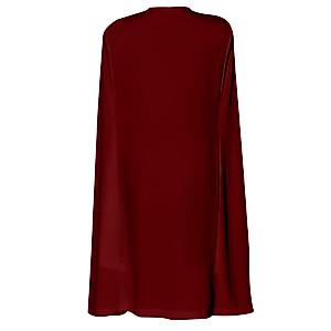 LYANER Women's Cape Long Sleeve Work Wear Blazer Jackets Long Cape Coat Burgundy# XX-Large
