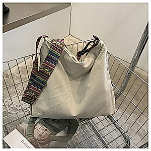 Corduroy Crossbody Bag For Women Shoulder Bags Handbag Purse Schoolbag Tote Bag Hobo Bag Large Fashion (creamy-white)