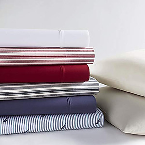 Nautica - Percale Collection - Bed Sheet Set - 100% Cotton, Crisp & Cool, Lightweight & Moisture-Wicking Bedding, 4 pieces, King, Coleridge Red