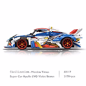 JMBricklayer Sports Car Building Block Kit, Collectible Supercar Model Toy, Build and Display Super Car Building Kit, 1:8 Scale Technology Car Race Car Model, Gifts for Teens and Adults(2178 Pieces)