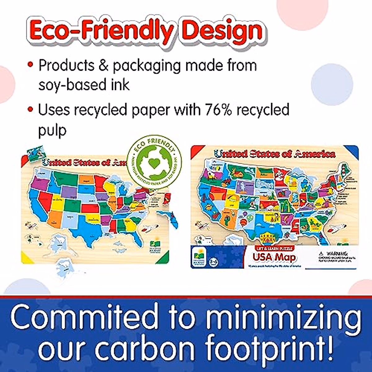 The Learning Journey Lift & Learn Puzzle - USA Map Puzzle for Kids - Preschool Toys & Gifts for Boys & Girls Ages 3 and Up - United States Puzzle for Kids - Award Winning Toys