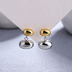 18K Gold Plated Metal bean earring 2 ways to wear it For women (Color mixing)